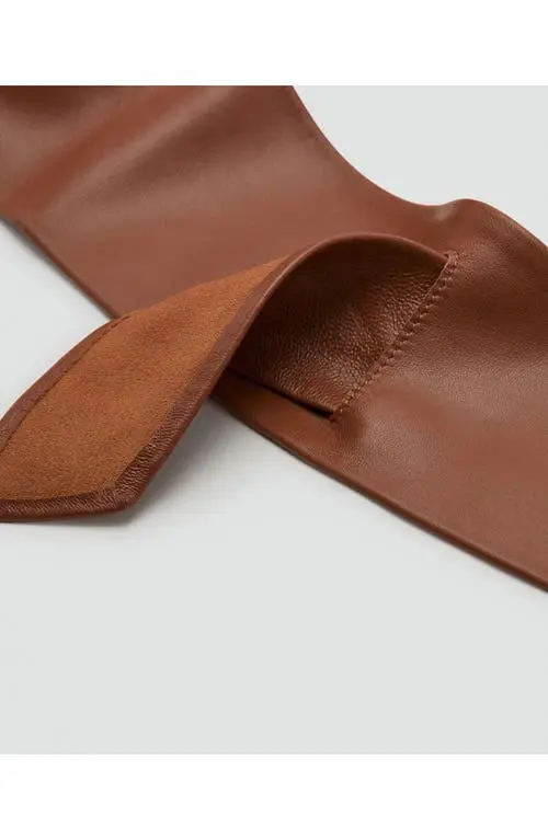 Mango Starring Hailey Bieber Leather Cummerbund Belt