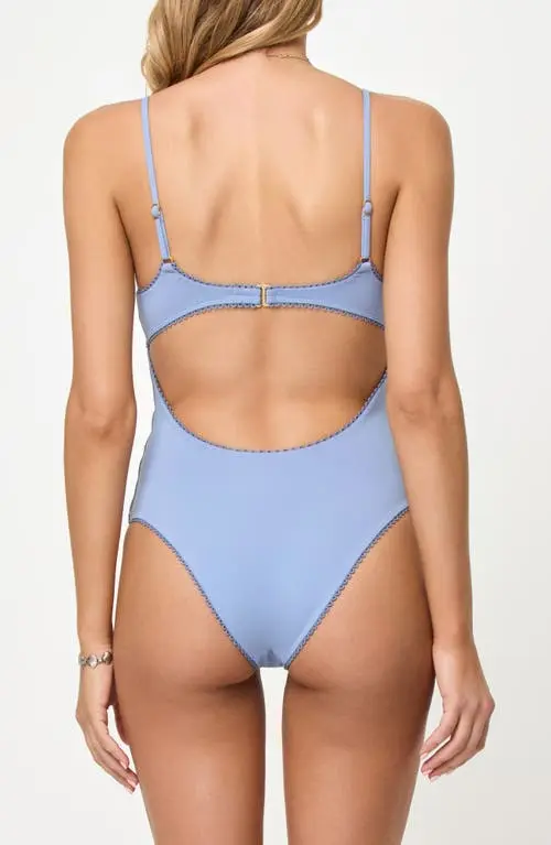 L*Space Posie One-piece Swimsuit With Scalloped Trim - Chambray