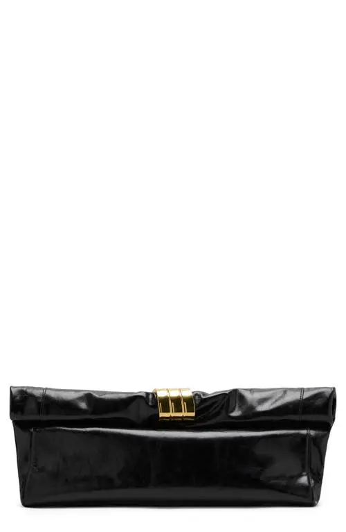 Mango Starring Hailey Bieber Metallic Detail Clutch - Black