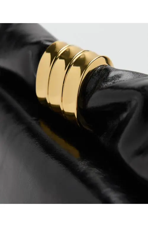 Mango Starring Hailey Bieber Metallic Detail Clutch - Black
