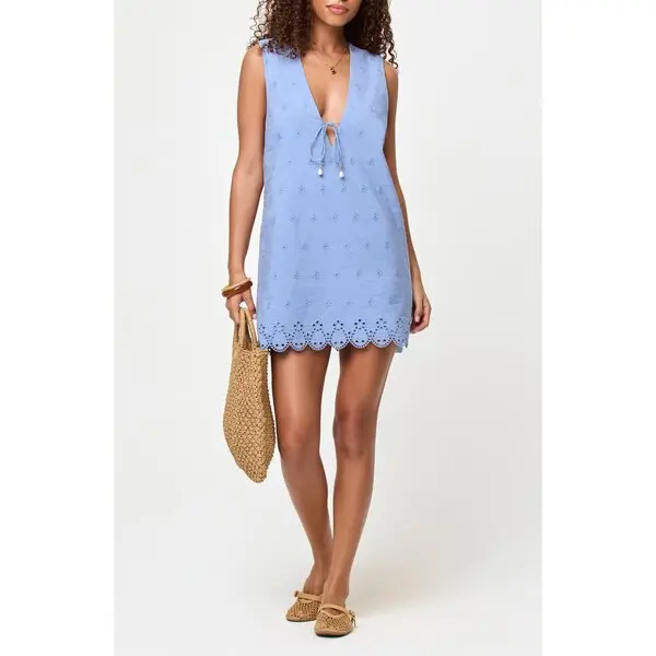 L*Space Sunday Cotton Cover-up Minidress - Chambray