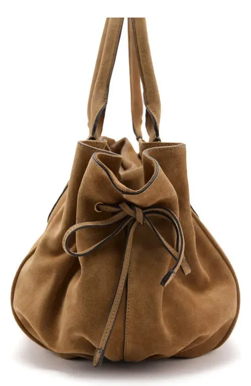 Mango Suede Shoulder Bag With Tie Detail