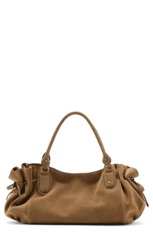 Mango Suede Shoulder Bag With Tie Detail - Medium Brown