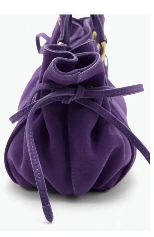 Mango Suede Convertible Handbag With Bow Detail