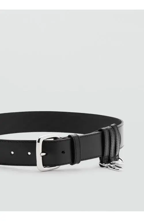 Mango Leather Belt With D-rings And Carabiner Detail