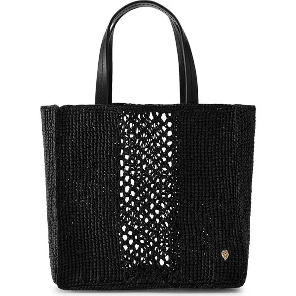 Helen Kaminski Mini Arleth Crochet Raffia Tote - Charcoal