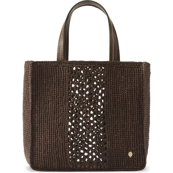 Helen Kaminski Mini Arleth Crochet Raffia Tote - Chocolate
