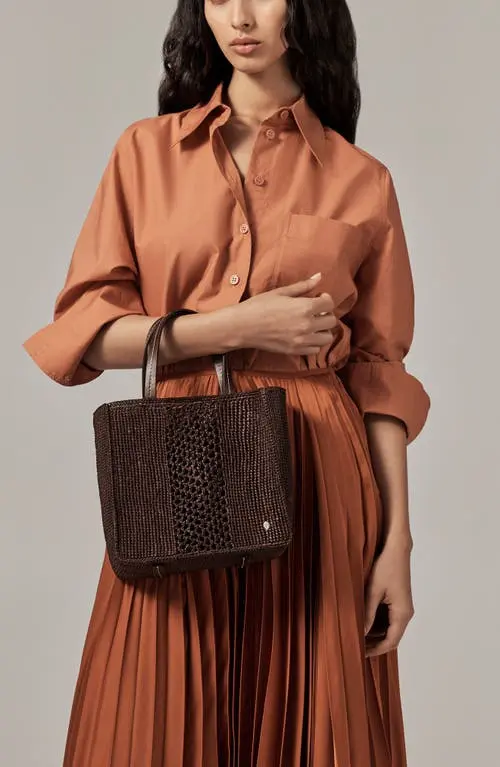 Helen Kaminski Mini Arleth Crochet Raffia Tote - Chocolate