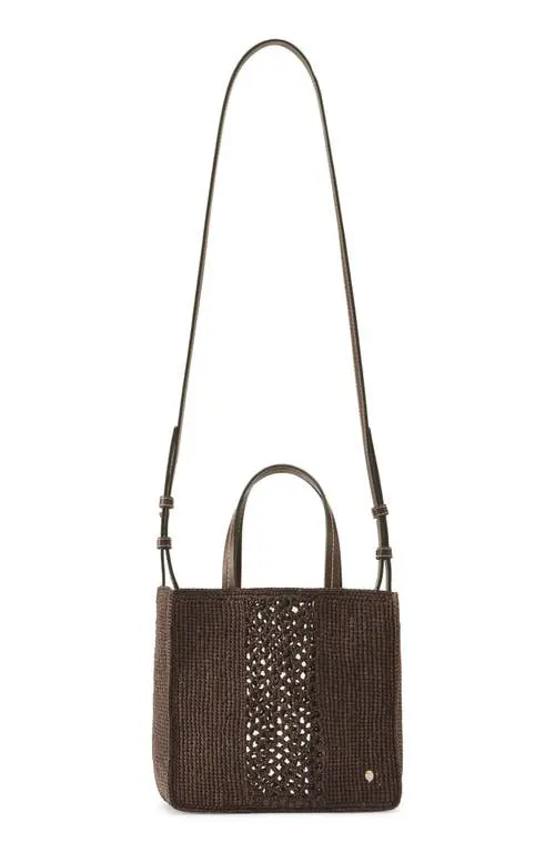 Helen Kaminski Mini Arleth Crochet Raffia Tote - Chocolate