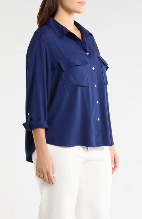 BEACHLUNCHLOUNGE Felicity Button-up Shirt With Chest Pockets - Beacon Blue