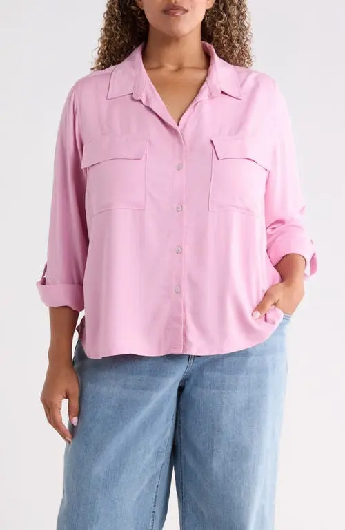 BEACHLUNCHLOUNGE Felicity Button-up Shirt With Chest Pockets - Veiled Rose
