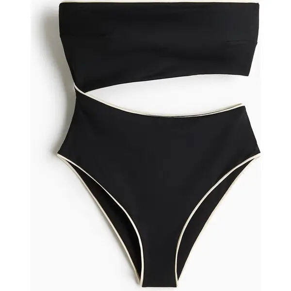 H&m High Leg Padded-cup Bandeau Swimsuit - Black