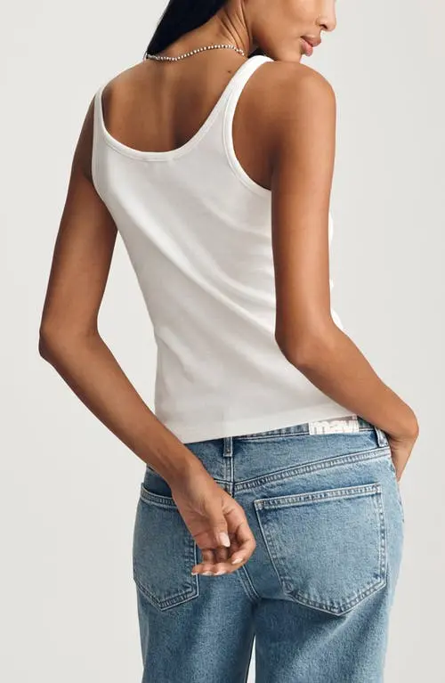 MAVI Scoop Neck Ribbed Stretch Cotton Tank