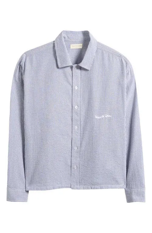 MUSEUM OF PEACE & QUIET Wordmark Button-up Shirt - Navy