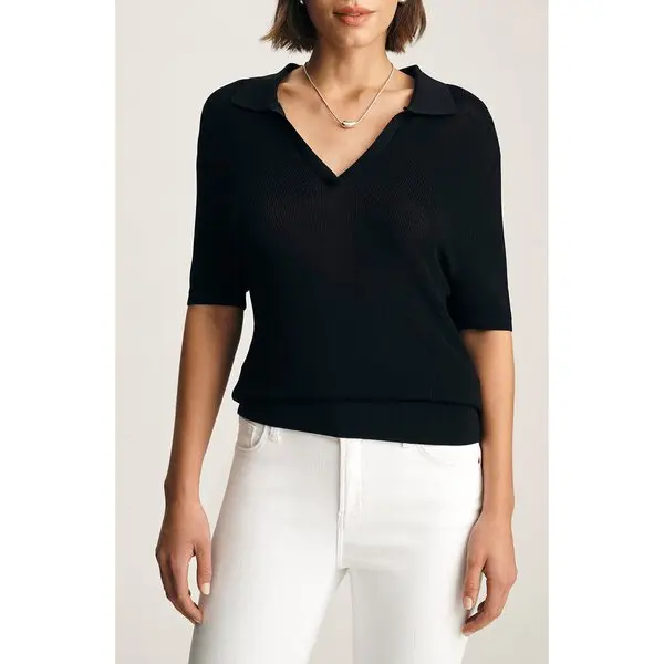 MAVI Short Sleeve Polo Sweater - Black