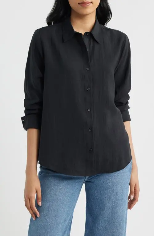 MAVI Luxe Touch Button-up Shirt - Black