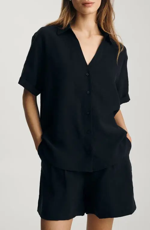 MAVI Short Sleeve V-neck Shirt - Black
