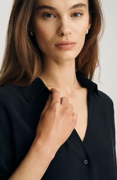 MAVI Short Sleeve V-neck Shirt - Black