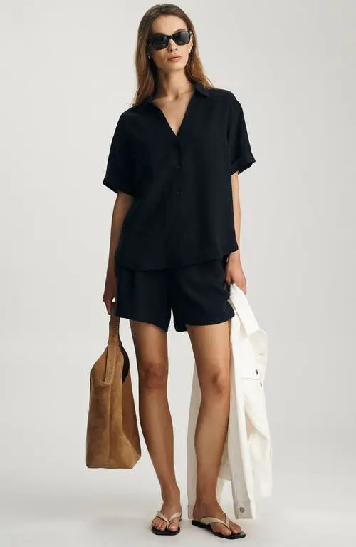 MAVI Short Sleeve V-neck Shirt - Black