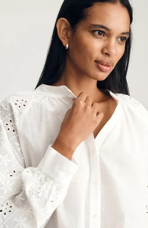 MAVI Embroidered Eyelet Sleeve Boxy Top