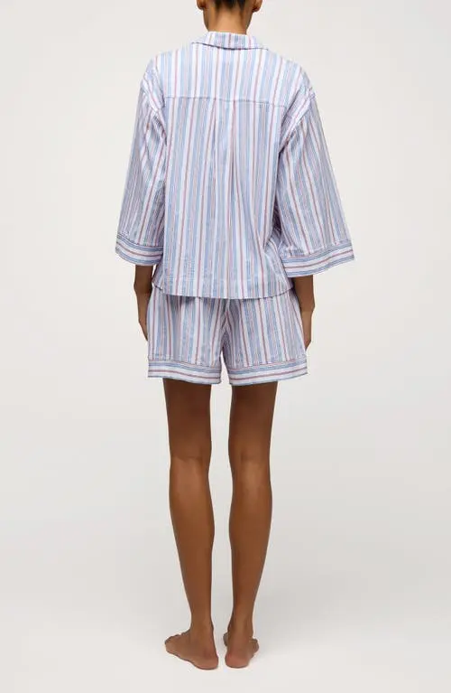 PETITE PLUME Olivia Stripe Pima Cotton Short Pajamas - Blue