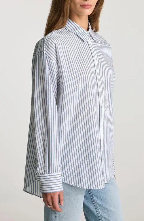 MAVI Stripe Relaxed Fit Cotton Blend Button-up Shirt