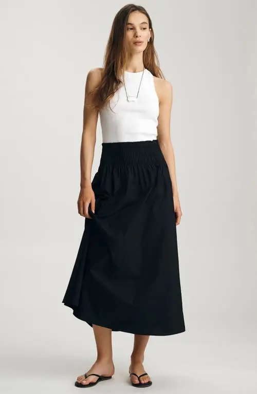 MAVI Smocked Waist Flare Maxi Skirt