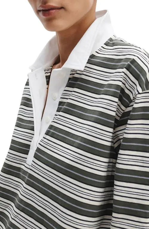 Rag & Bone Kelly Striped Long Sleeve Cotton Polo