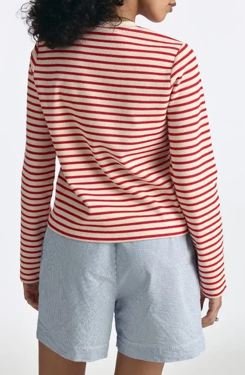 Brooklyn Industries Goji Long Sleeve T-shirt Striped Cotton Blend