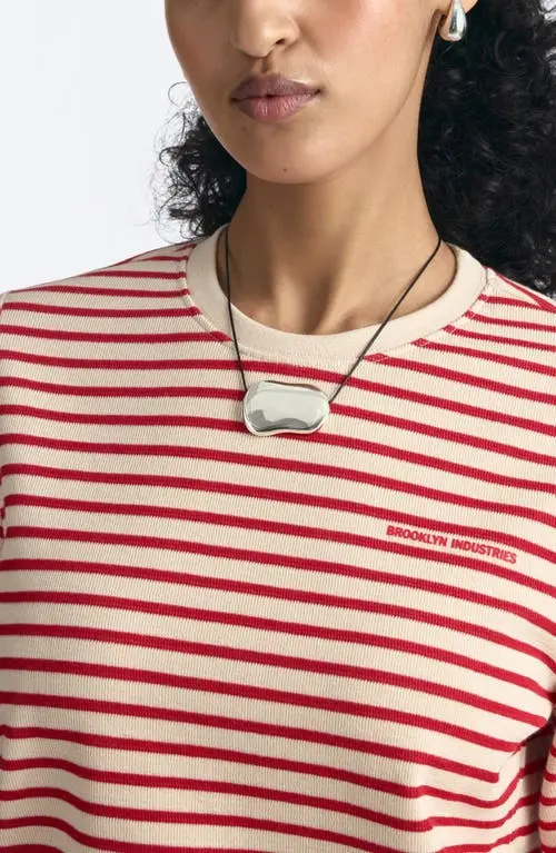 Brooklyn Industries Goji Long Sleeve T-shirt Striped Cotton Blend