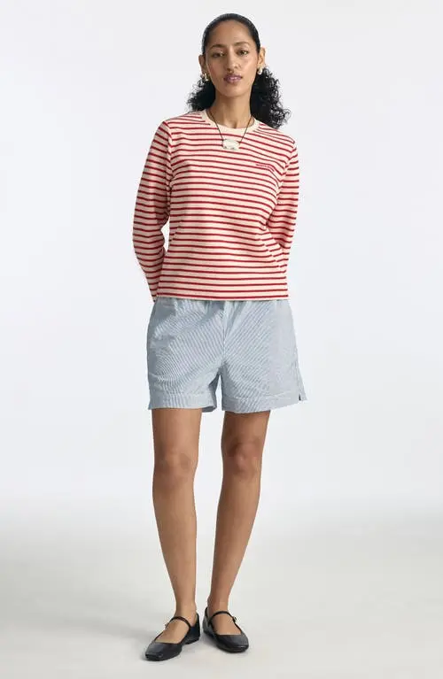 Brooklyn Industries Goji Long Sleeve T-shirt Striped Cotton Blend