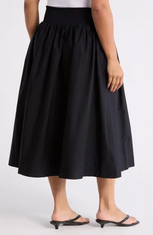 Nordstrom Smocked Waist Pleated Midi Skirt