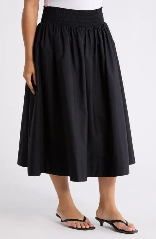 Nordstrom Smocked Waist Pleated Midi Skirt