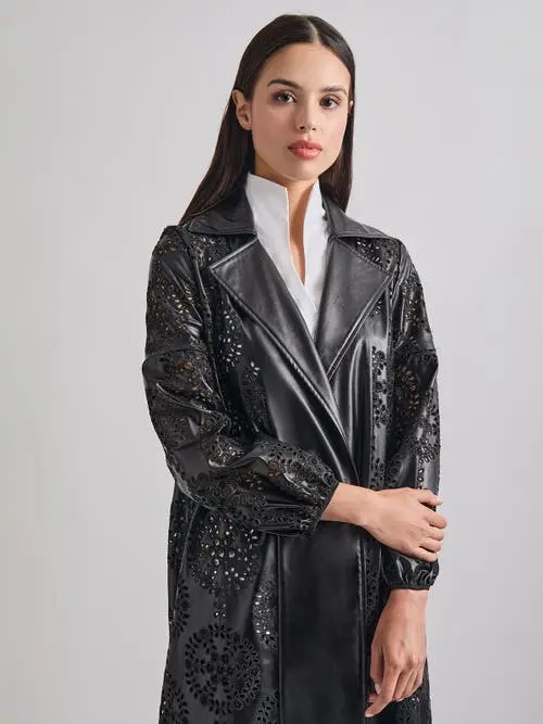 Misook Heritage Fit Open Front Vegan Leather Jacket