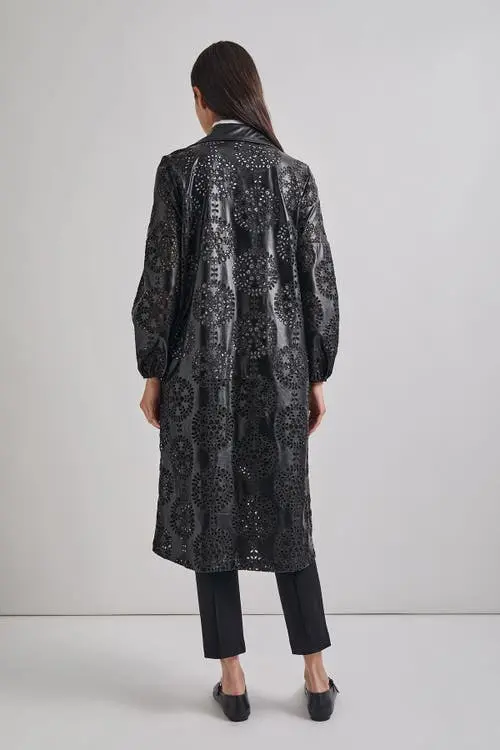 Misook Heritage Fit Open Front Vegan Leather Jacket