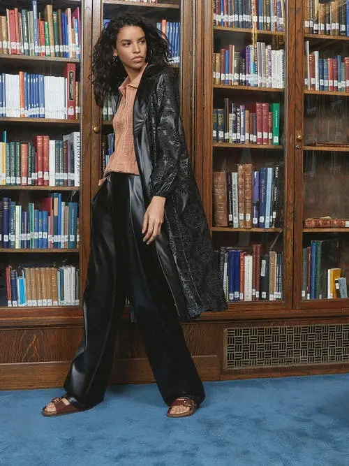 Misook Heritage Fit Open Front Vegan Leather Jacket