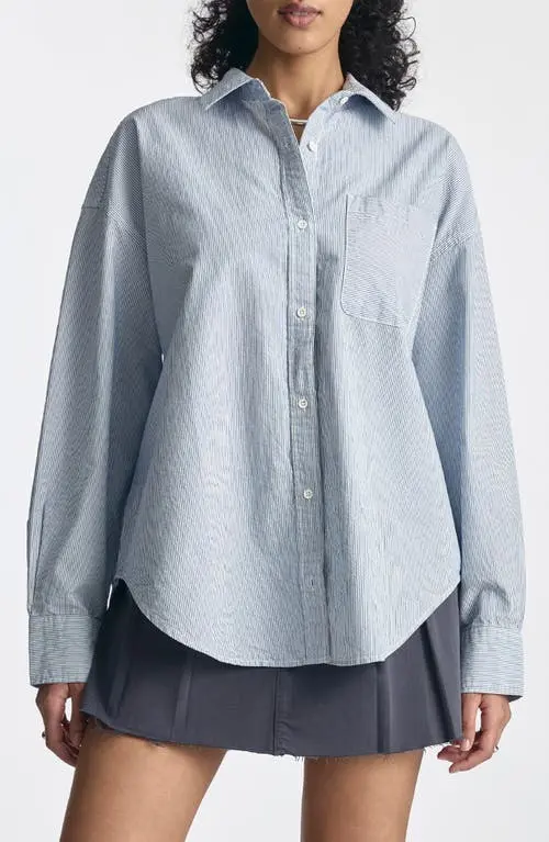 Brooklyn Industries Stripe Cotton Shirt - Blue Striped