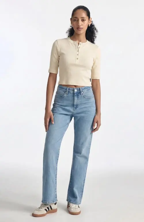 Brooklyn Industries Cropped Ribbed Henley Top