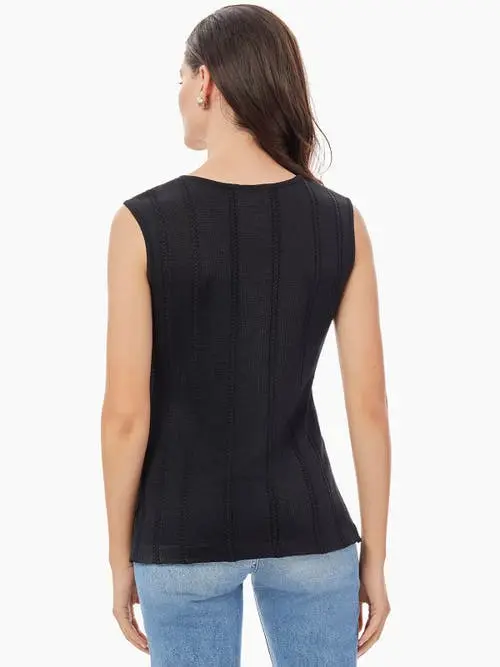 Misook Cable Stripe V-neck Knit Tank