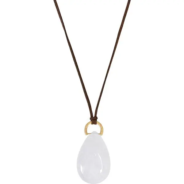 MARLYN SCHIFF Tessa Teardrop Charm Cord Pendant Necklace - White Agate