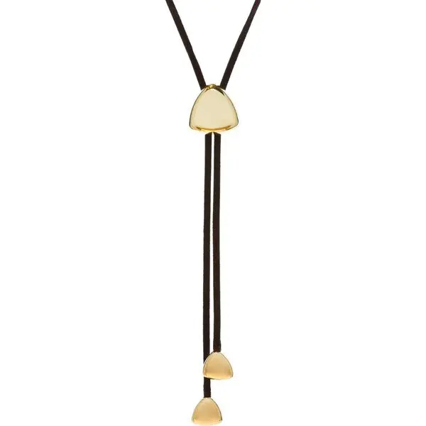 MARLYN SCHIFF Diana Suede Bolo Necklace - Gold