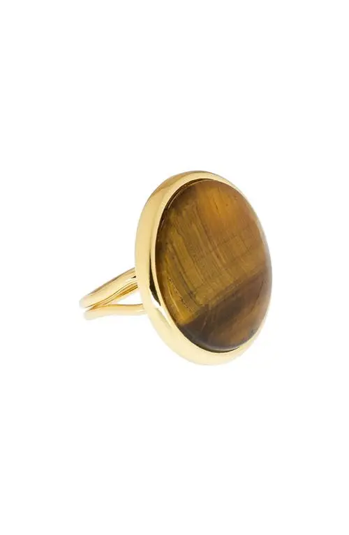 MARLYN SCHIFF Remy Semiprecious Stone Statement Ring - Gold Tigers Eye
