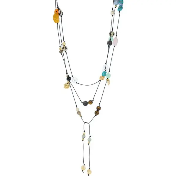 MARLYN SCHIFF Gemma Beaded Multistrand Lariat Necklace - Blue Multi