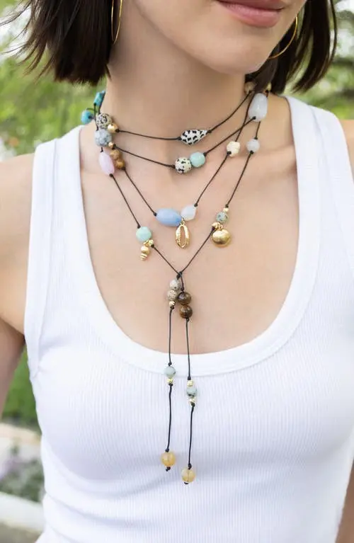 MARLYN SCHIFF Gemma Beaded Multistrand Lariat Necklace