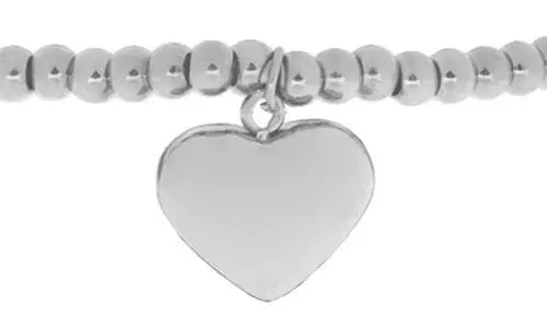 MARLYN SCHIFF Heart Pendant Beaded Bracelet - Silver