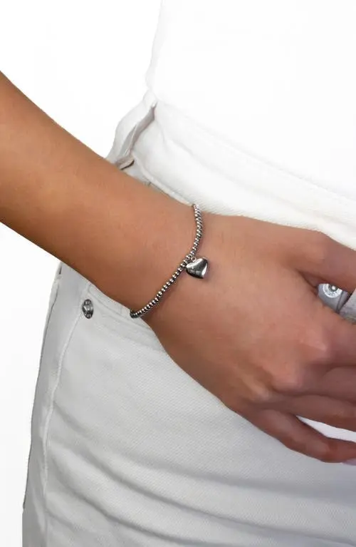 MARLYN SCHIFF Heart Pendant Beaded Bracelet - Silver