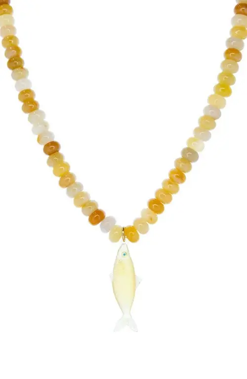 MARLYN SCHIFF Nori Bead Fish Pendant Necklace - Honey Jade