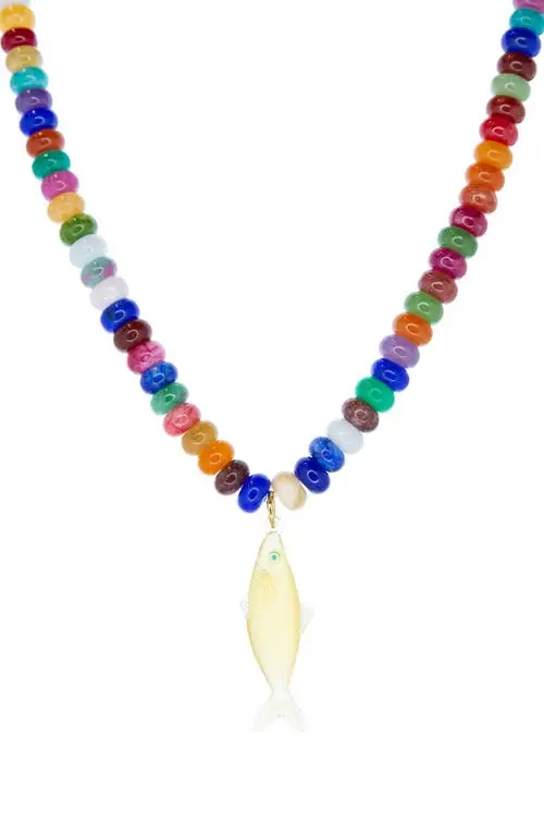 MARLYN SCHIFF Nori Bead Fish Pendant Necklace - Jade Multi
