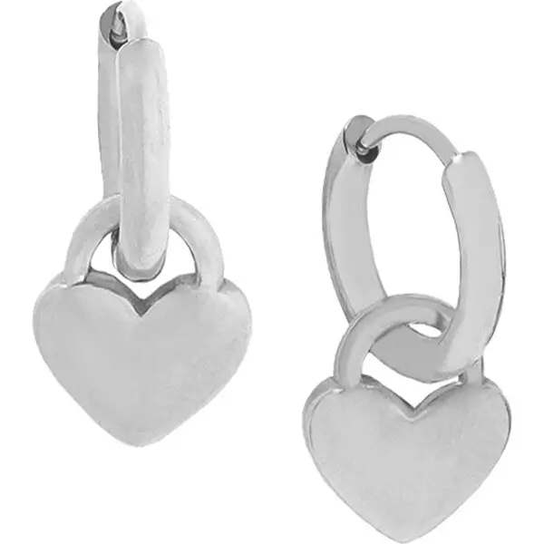 MARLYN SCHIFF Heart Charm Huggie Earrings - Silver