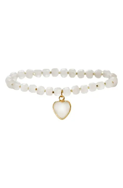 MARLYN SCHIFF Beaded Heart Pendant Bracelet - White Agate
